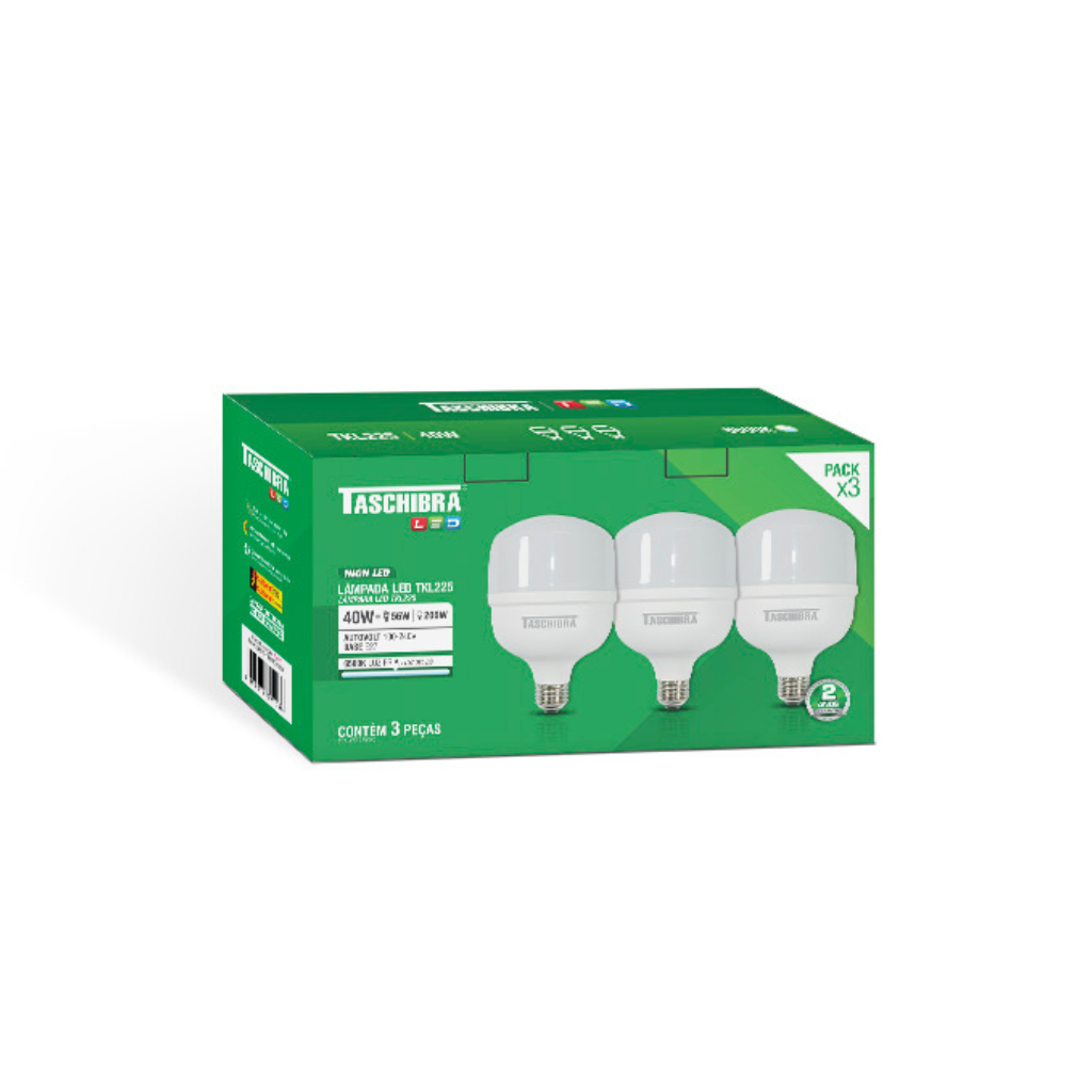 Kit 3 Lâmpadas LED TKL 225 / 40W 6500K - Taschibra